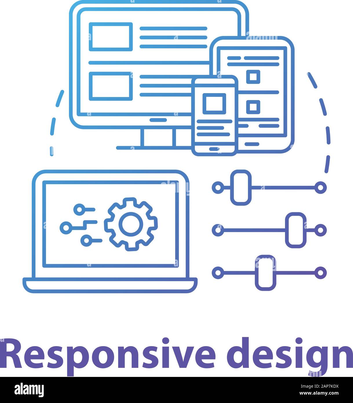 Responsive design concept icon. Mobile software interface development idea thin line ...