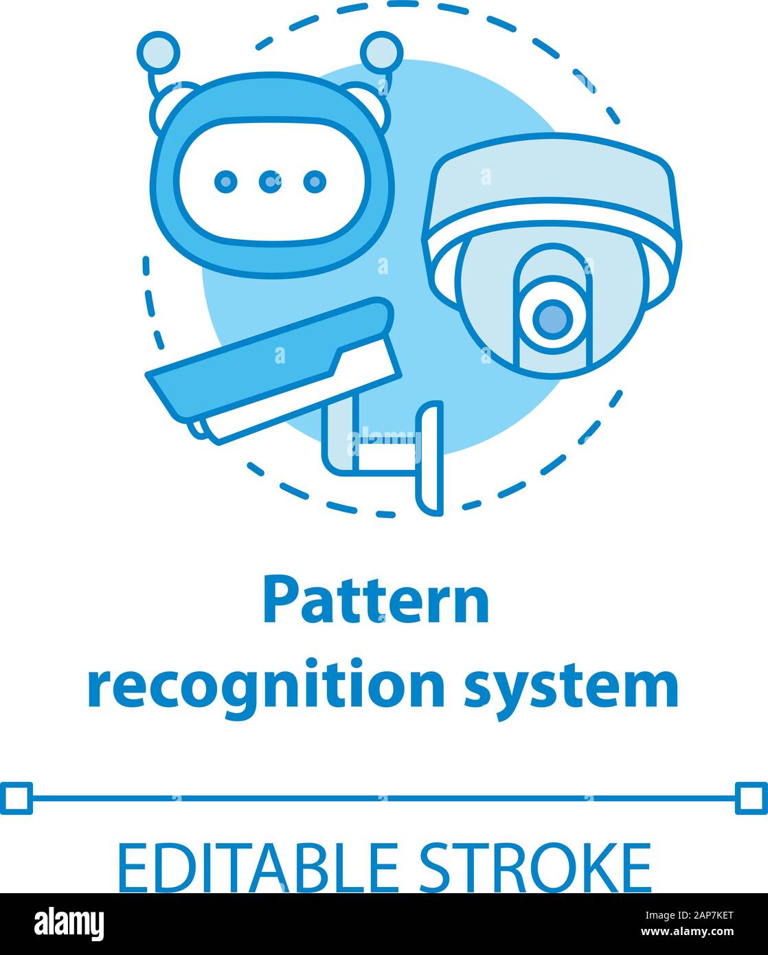 Pattern recognition system blue concept icon. Robotic surveillance idea ...