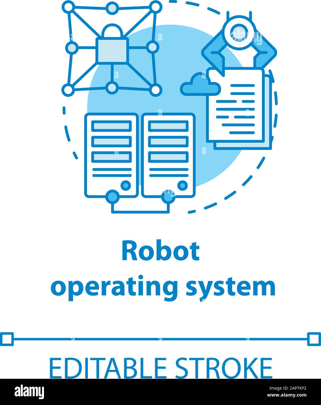 Robot Operating System Blue Concept Icon Robotics Secured Software Idea Thin Line Illustration