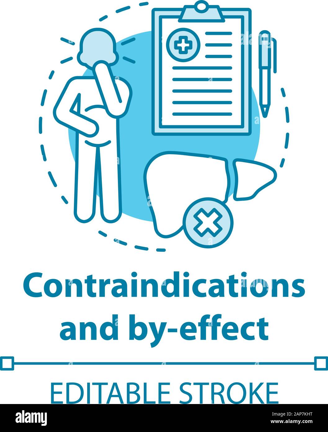 Contraindications and by effect concept icon. Keto diet idea thin line ...