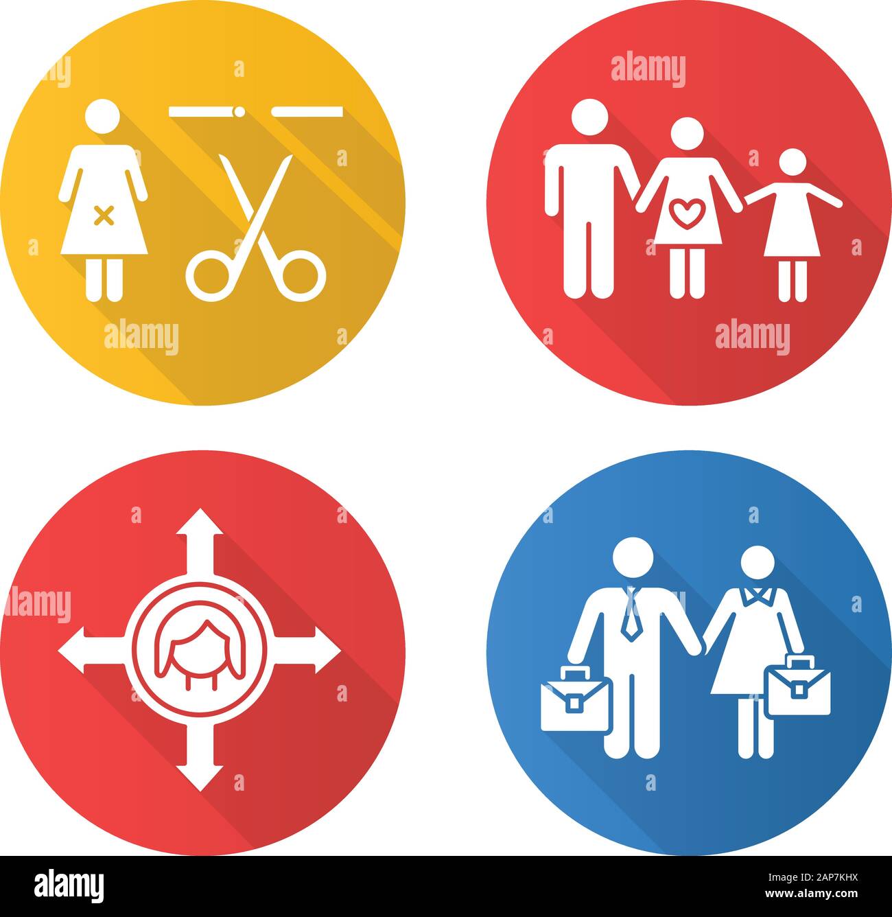 Gender Equality Flat Design Long Shadow Glyph Icons Set Forced