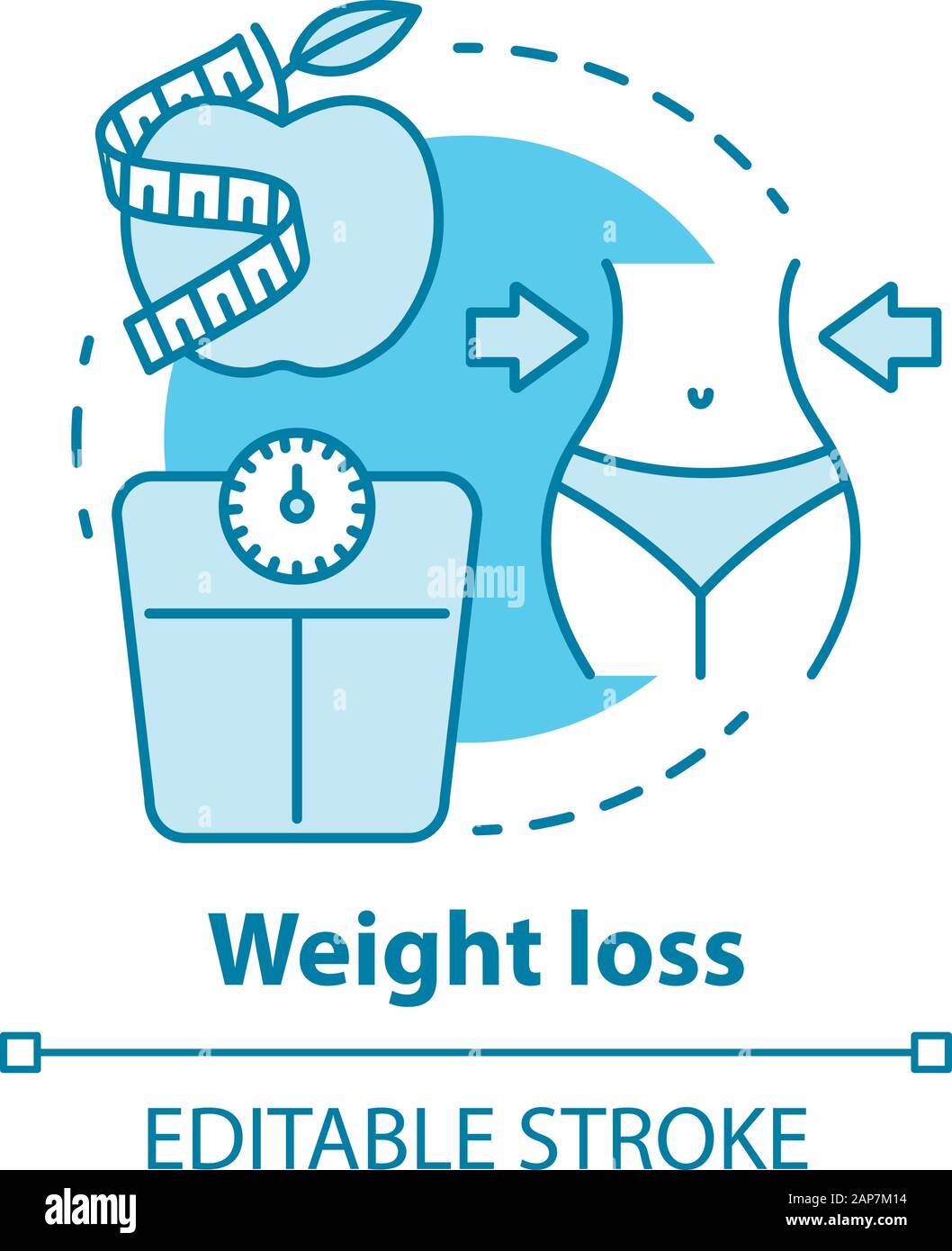 Weight loss concept icon. Dieting idea thin line illustration. Healthy ...