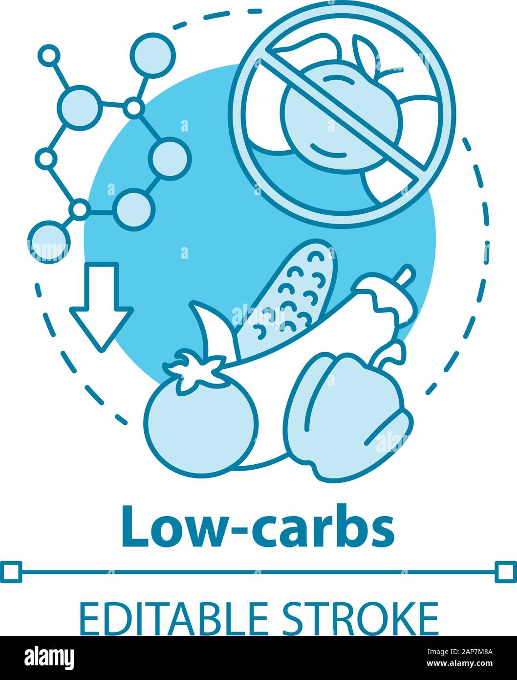 Low carbs concept icon. Keto diet idea thin line illustration. Healthy ...