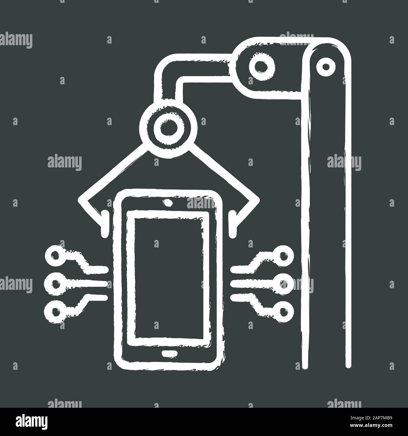 Electronics industry chalk icon. Smartphone, tablet production ...