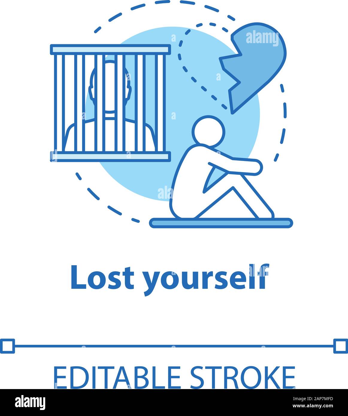 Lost yourself concept icon. Depression after breakup. Dependent ...