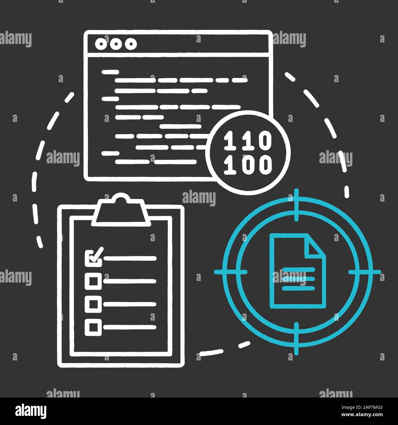 Compliance testing chalk concept icon. Software development stage idea ... Compliance testing chalk concept icon. Software development stage idea ...