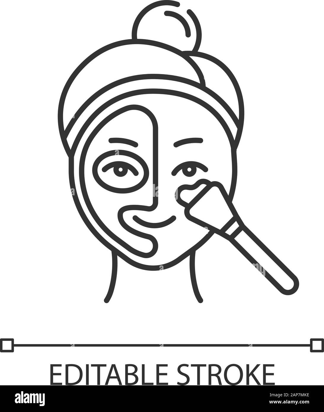 Applying thermal mask linear icon. Skincare procedure. Facial beauty ...