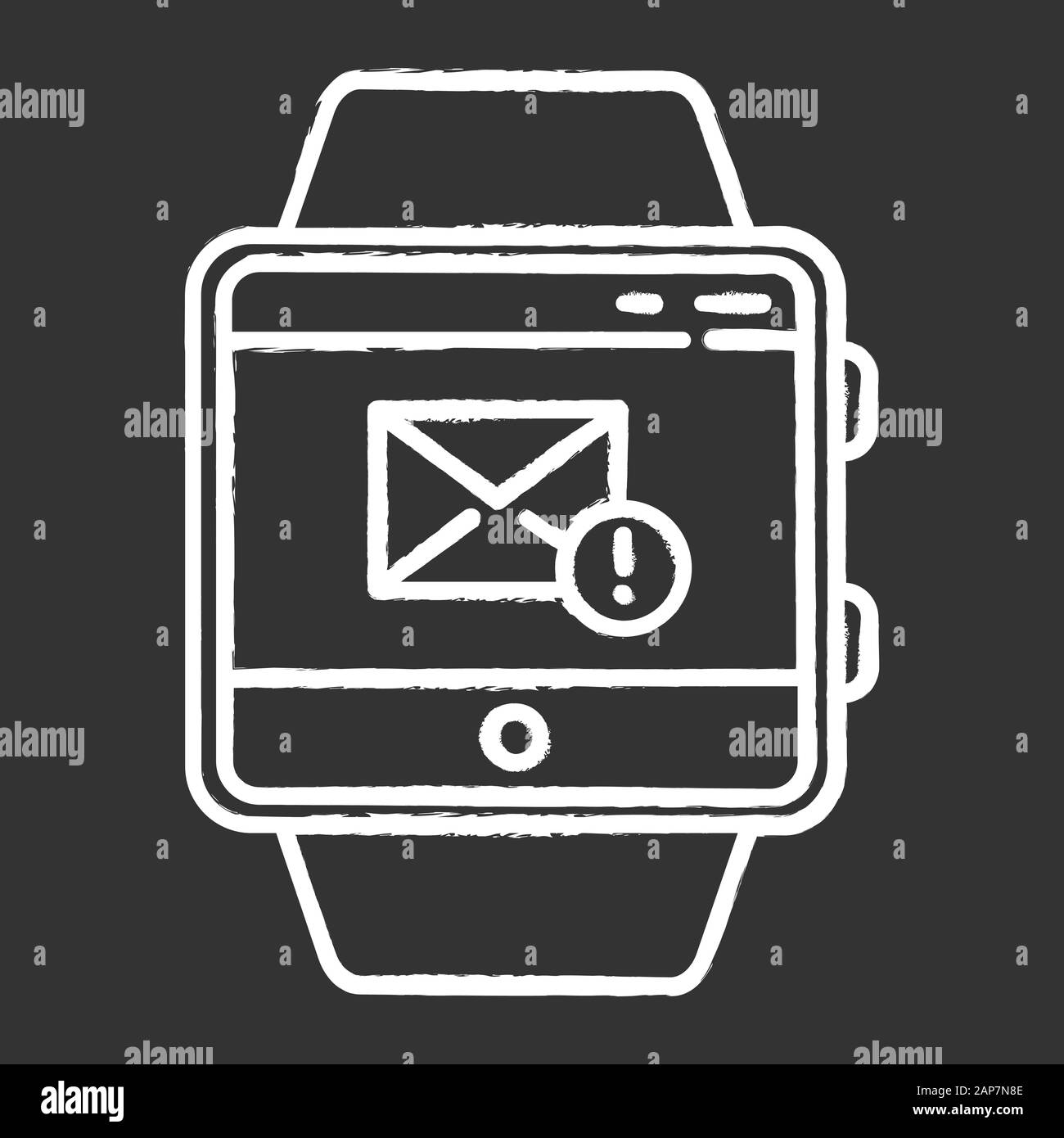 Messaging smartwatch function chalk icon. Sending and receiving mail ...