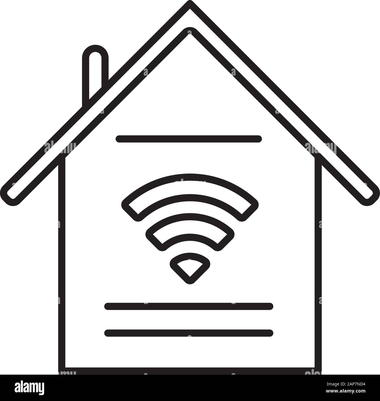 Smart home features linear icon. Control household. Wi-Fi access ...