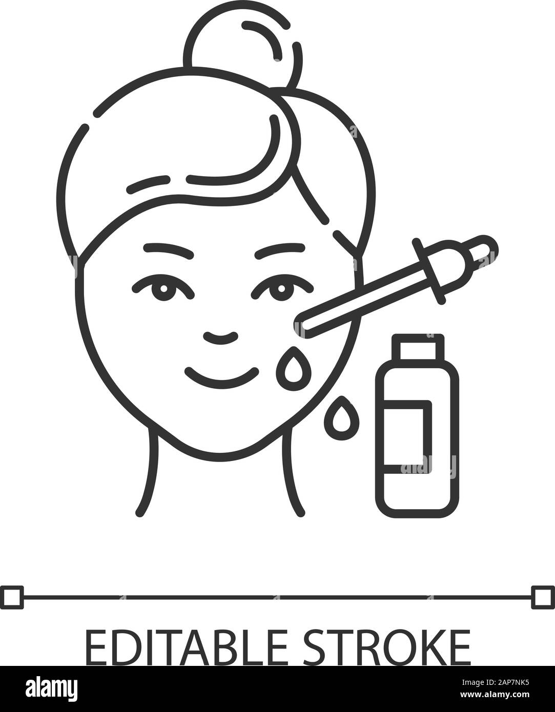 Using serum linear icon. Skin care procedure. Facial beauty treatment ...