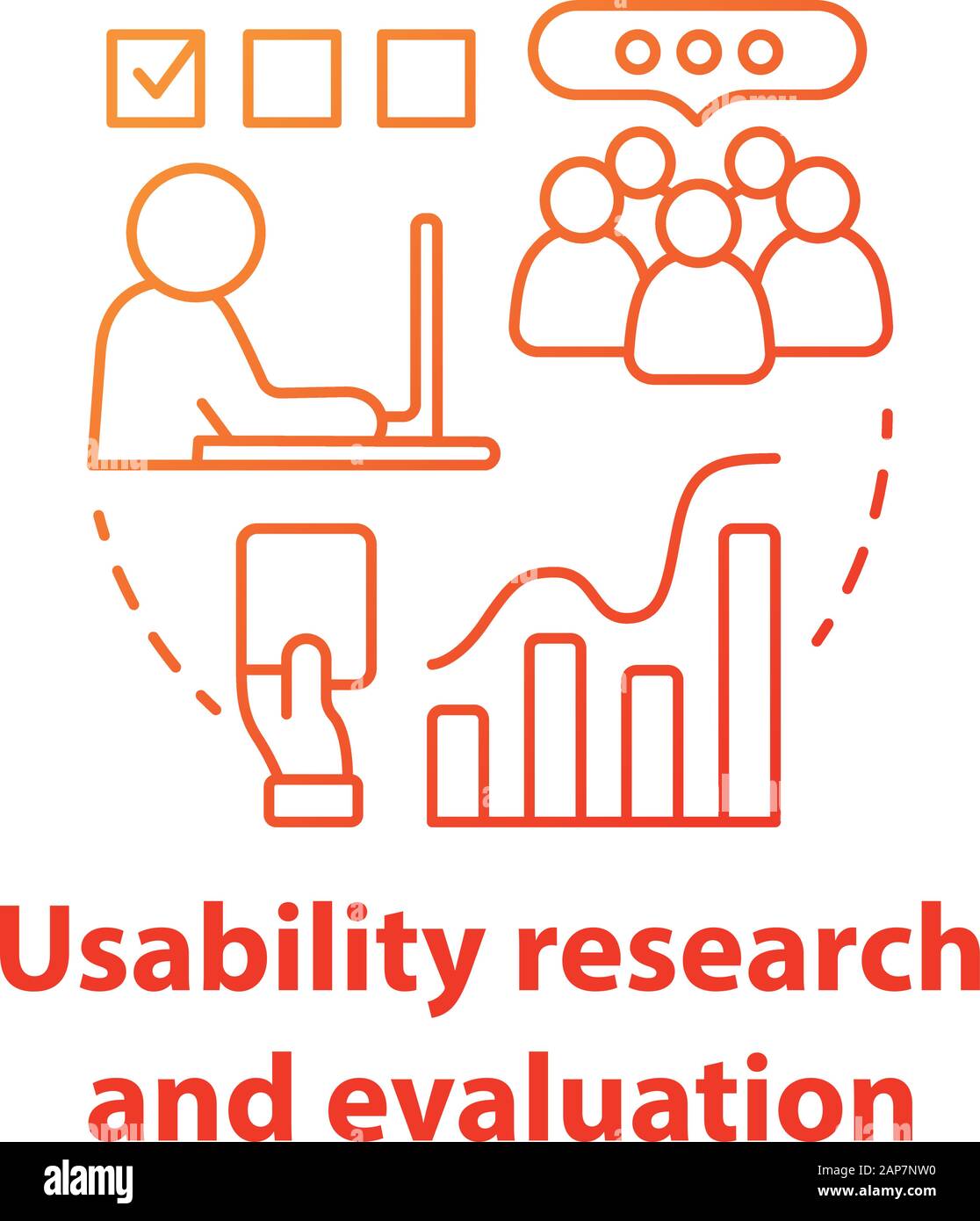 Usability research and evaluation concept icon. Software development idea thin line illustration ...