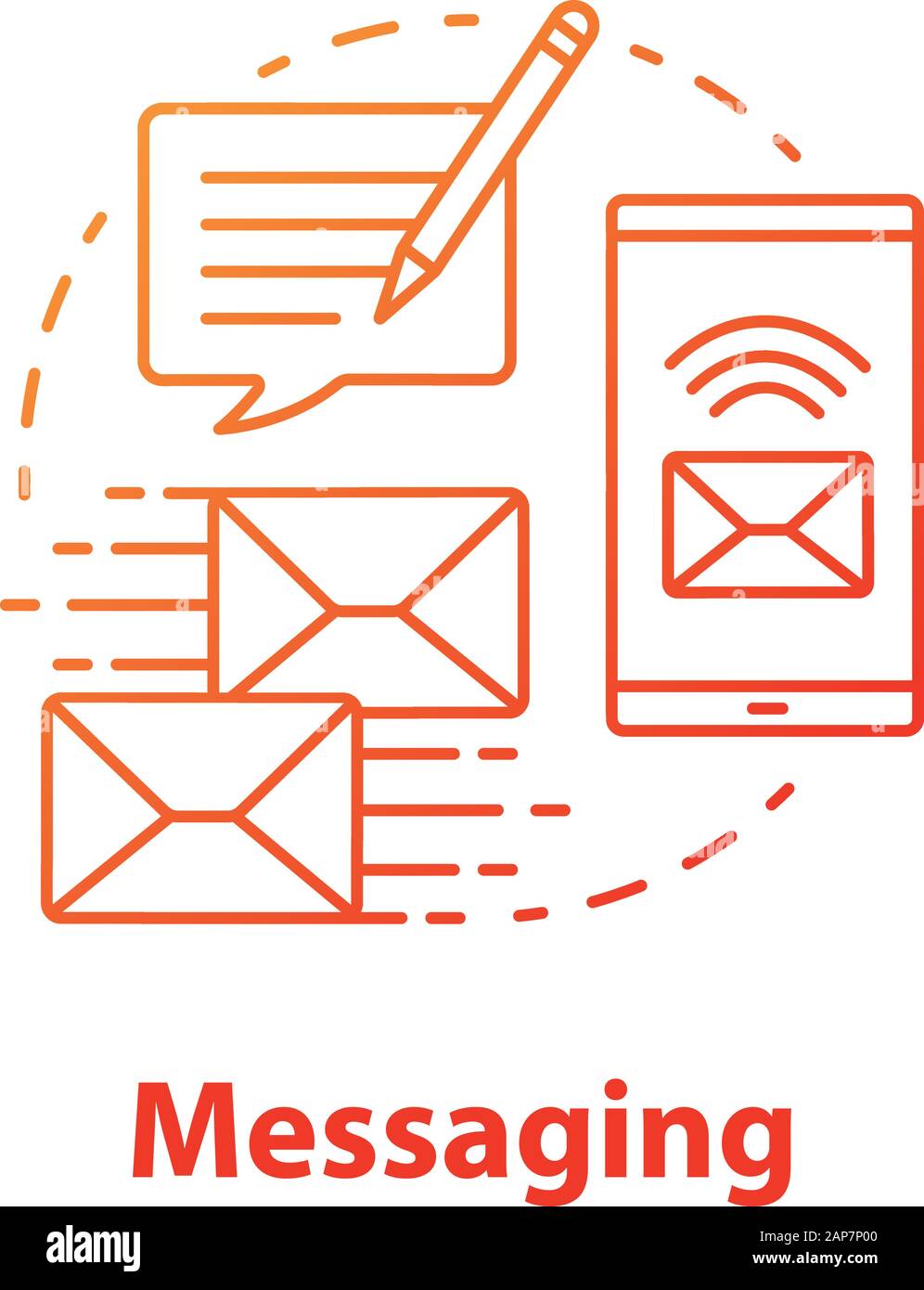 Messaging concept icon. Mailing idea thin line illustration. Online ...