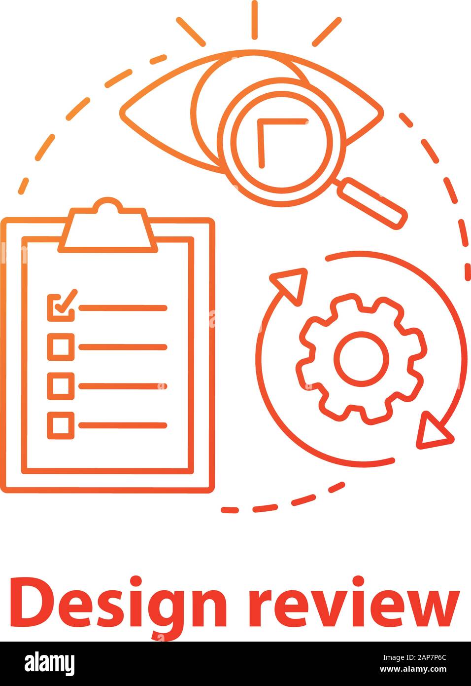 Design review concept icon. Data research and inforamation analysis ...