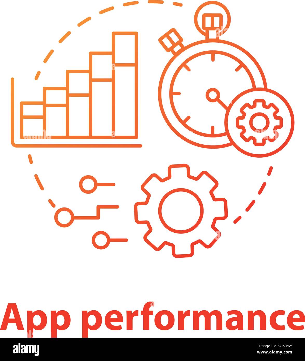 App performance concept icon. Software development idea thin line illustration. Mobile device ...