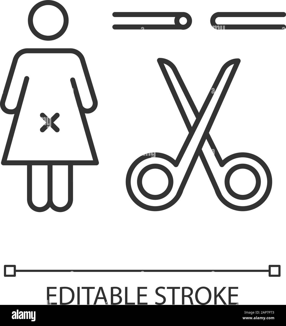 Forced sterilization linear icon. Pregnancy prevention. Fallopian tube ...