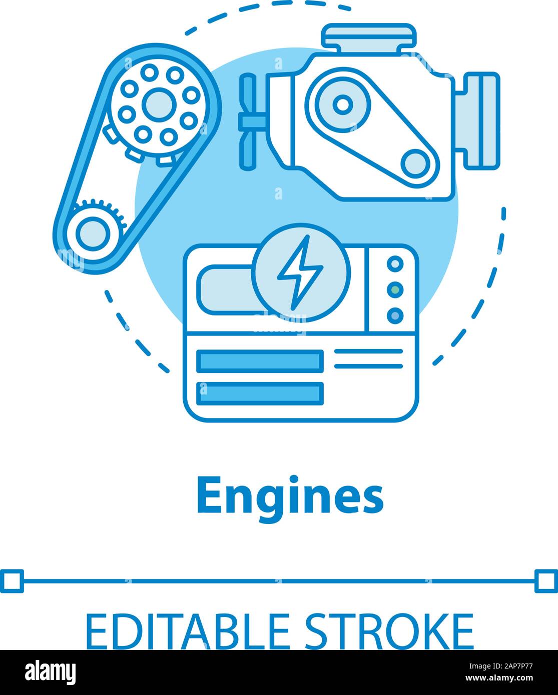 Engines blue concept icon. Power source idea thin line illustration ...