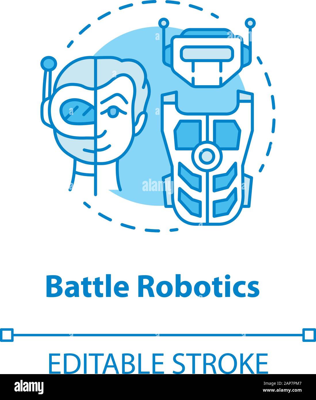 Battle robotics blue concept icon. Transformers idea thin line ...