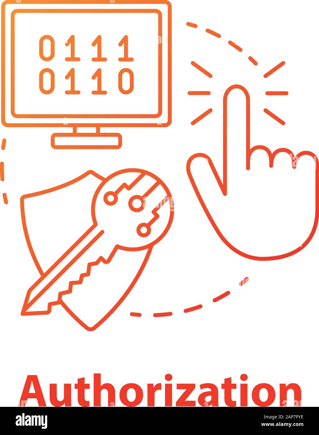 Authorization concept icon. Software development idea thin line ...