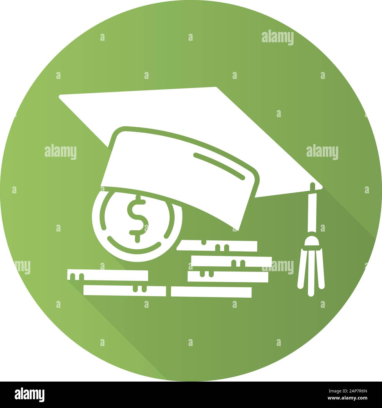 Student loan green flat design long shadow glyph icon. Credit to pay ...