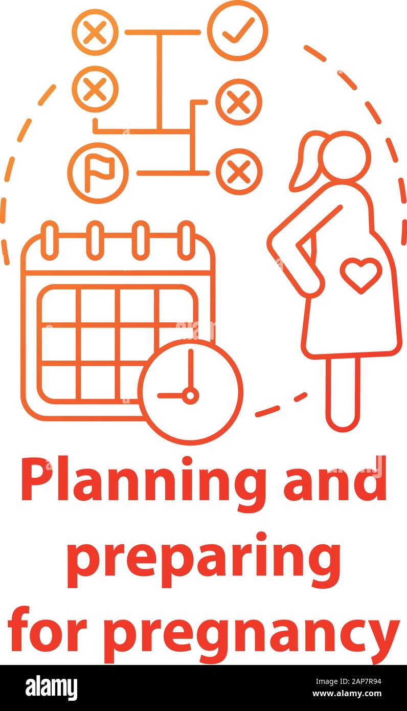 Planning and preparing for pregnancy red concept icon. Future mother ...