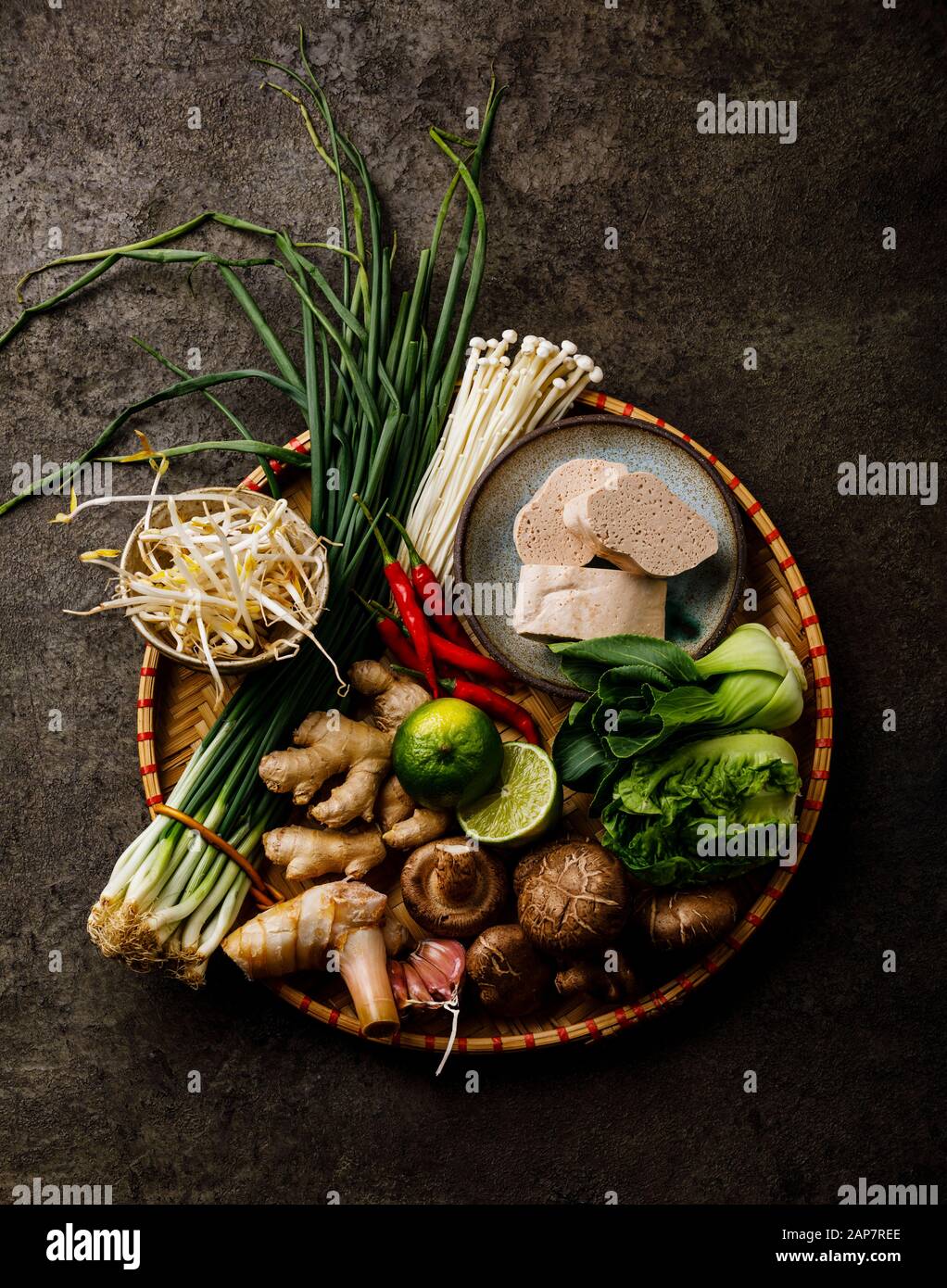 Chinese Asian foods Ingredients for cooking on dark background Stock ...