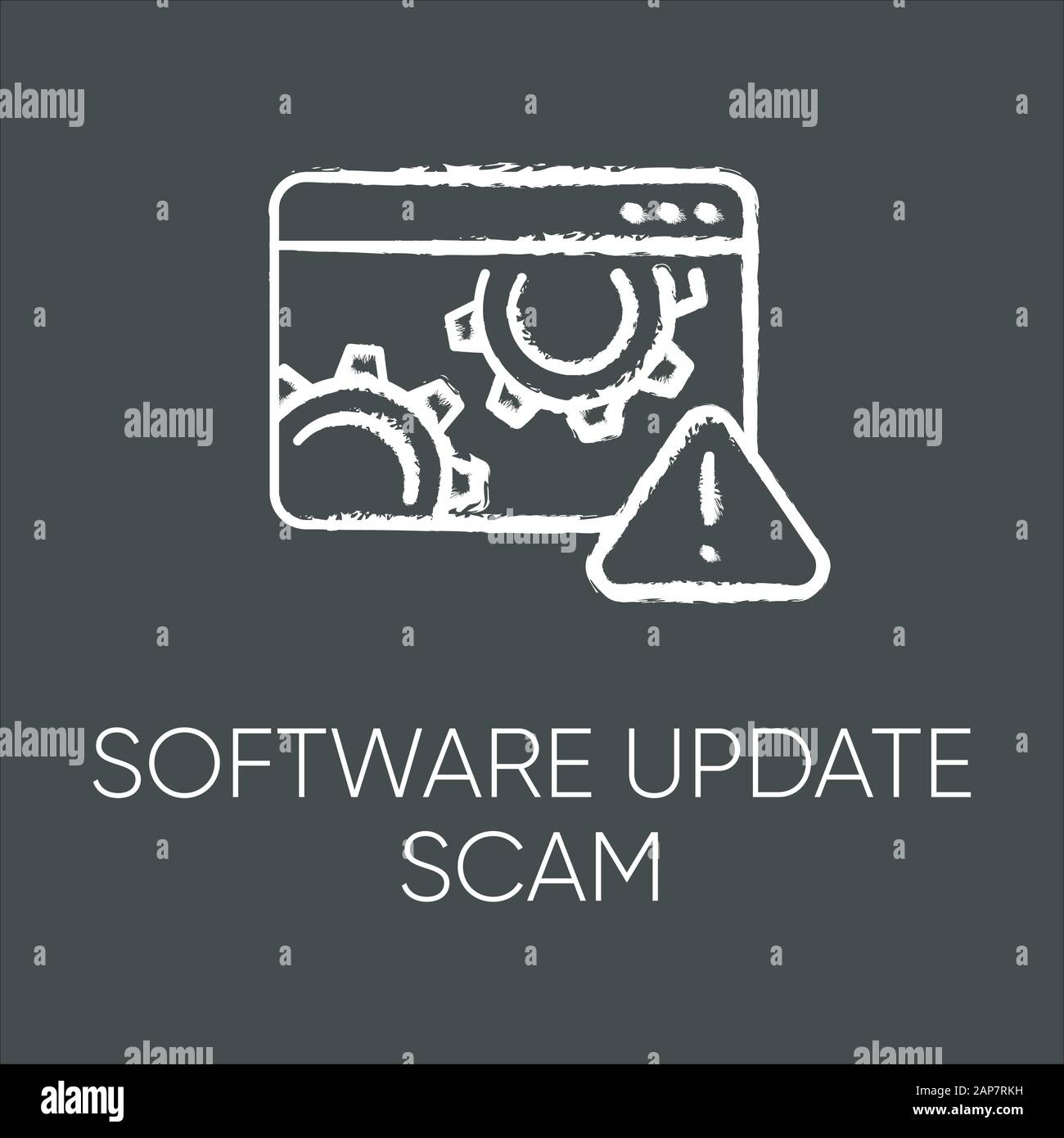 Software update scam chalk icon. Fake system, program upgrade. Malware ...