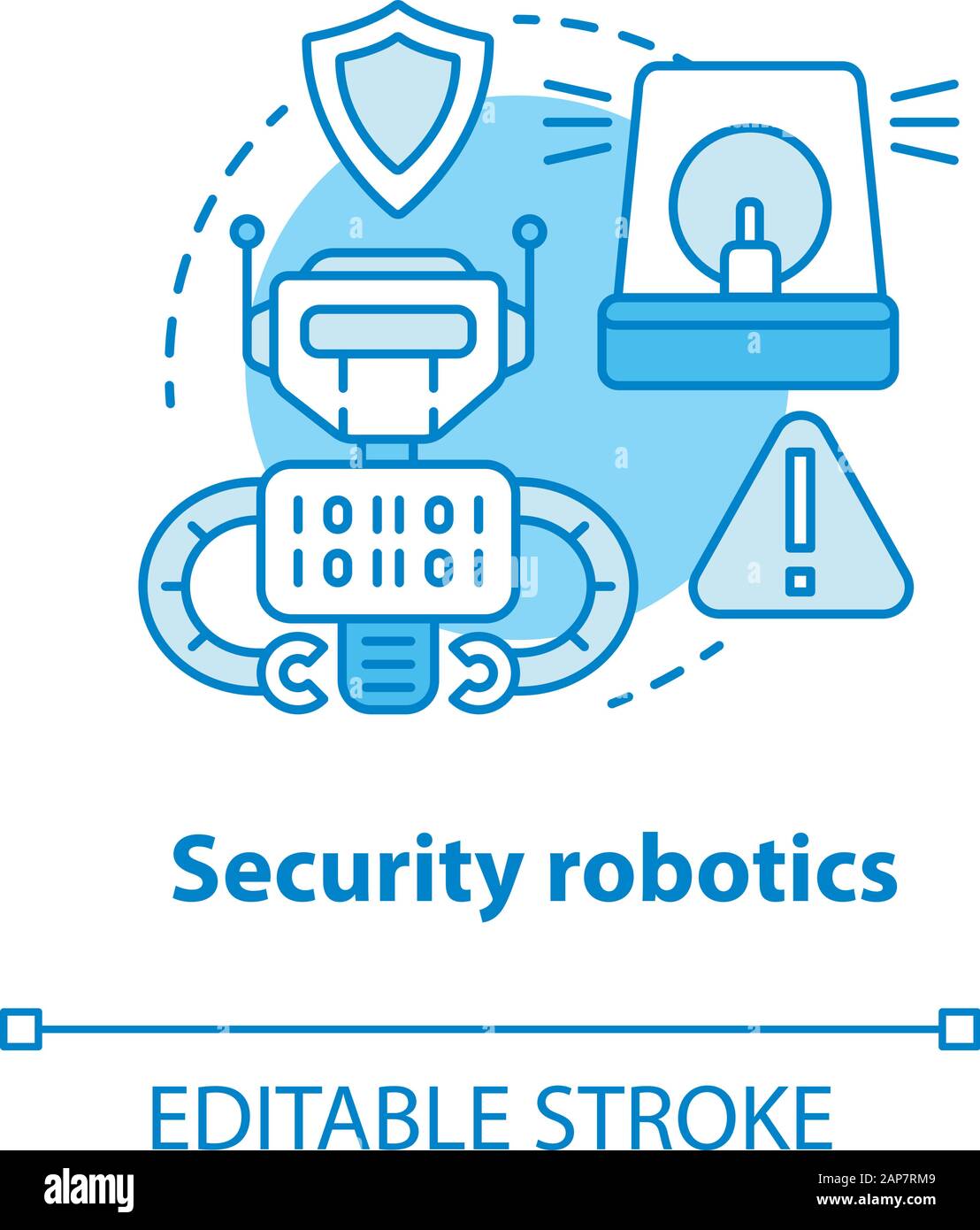Security robotics blue concept icon. Safety technology idea thin line ...