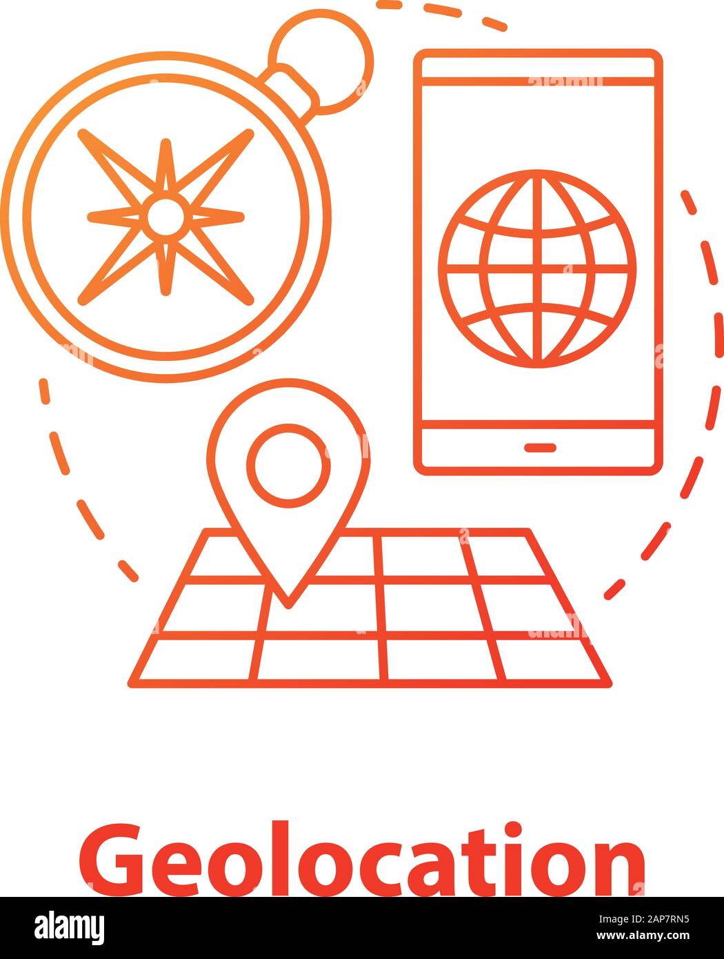 Geolocation concept icon. GPS navigation idea thin line illustration. Search route, choose ...