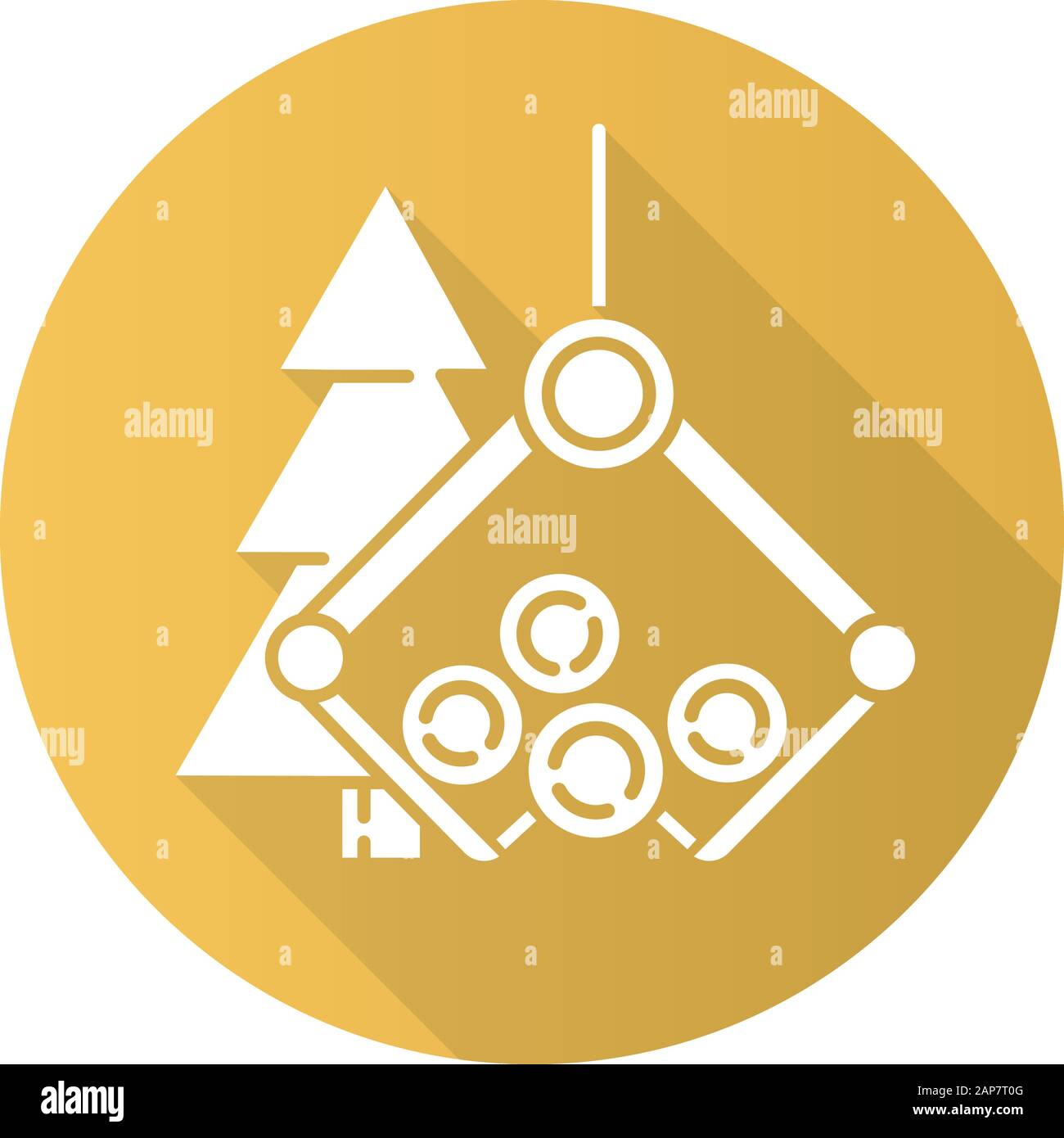 Timber industry yellow flat design long shadow glyph icon. Logging sector. Wood production ...