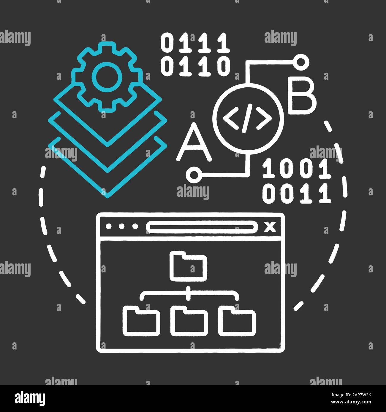 Integration Testing Chalk Concept Icon Software Development Stage Idea Thin Line Illustration