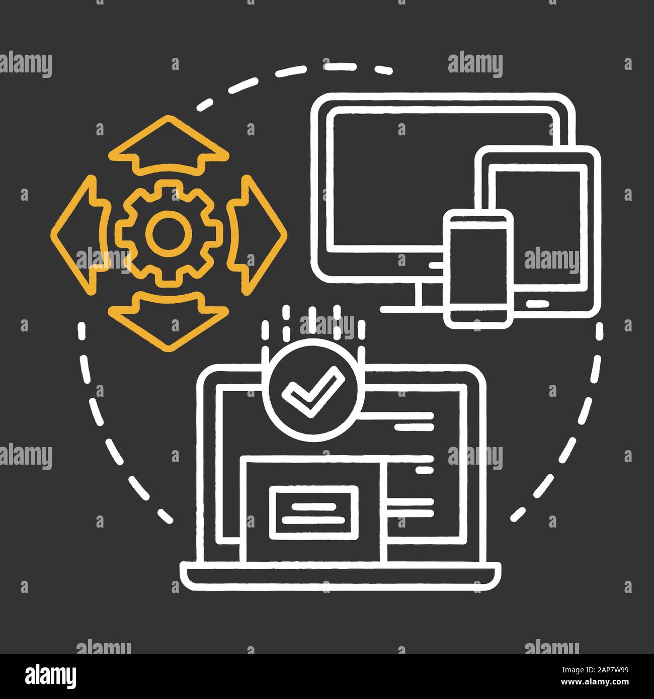 Install testing chalk concept icon. Software programming stage idea ... Install testing chalk concept icon. Software programming stage idea ...