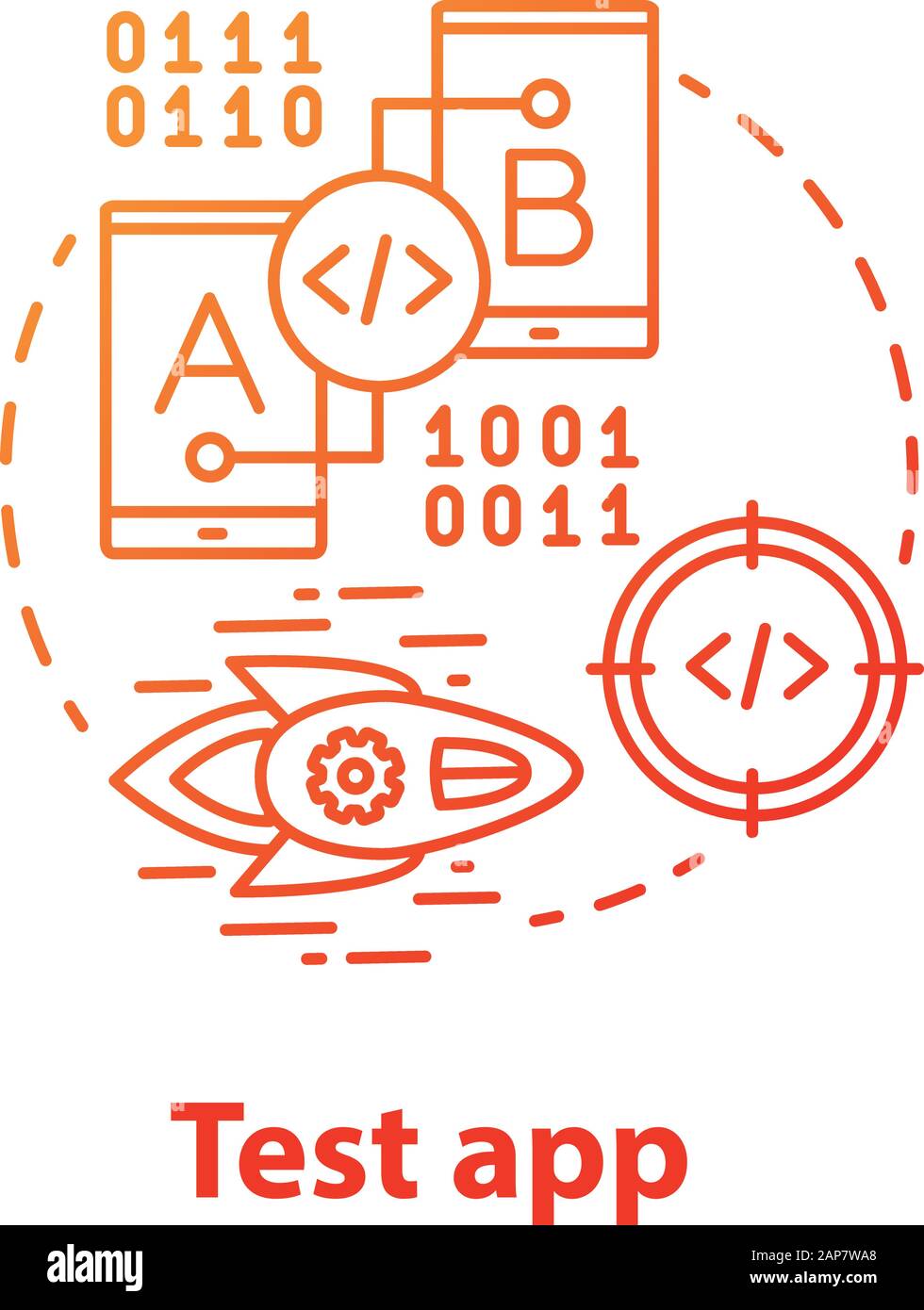 Test app concept icon. Software development process idea thin line ... Test app concept icon. Software development process idea thin line ...