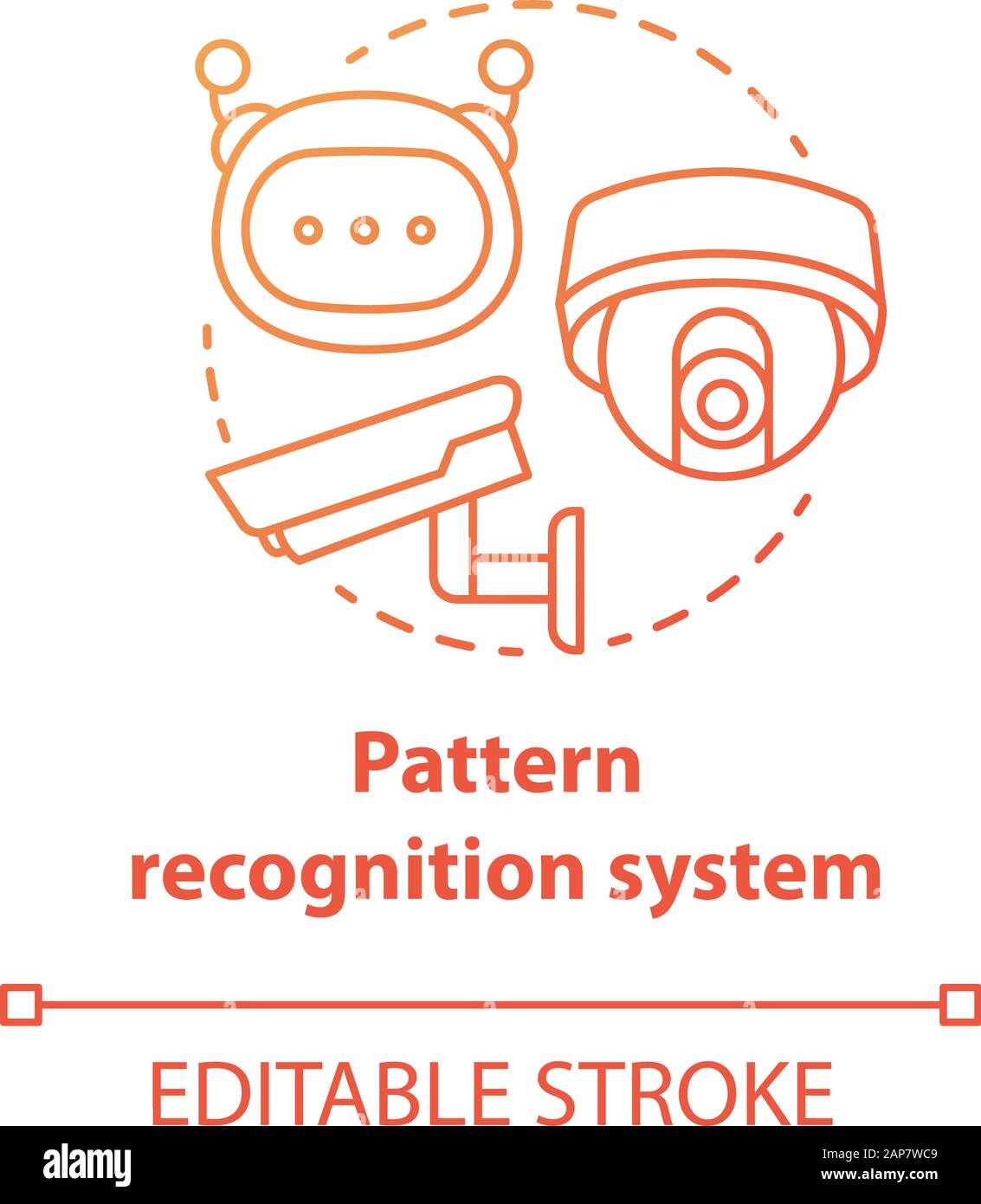Pattern recognition system red concept icon. Robotic surveillance idea ...