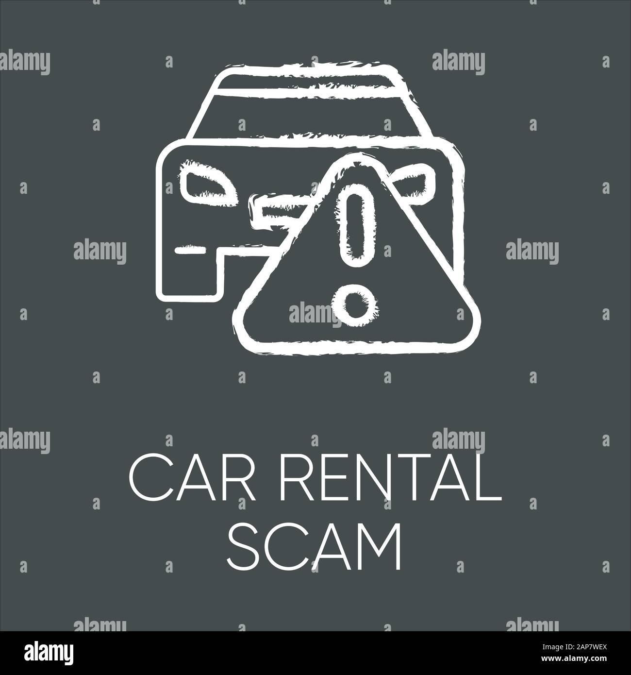 Car rental scam chalk icon. Low upfront payment. Fake insurance fee ...