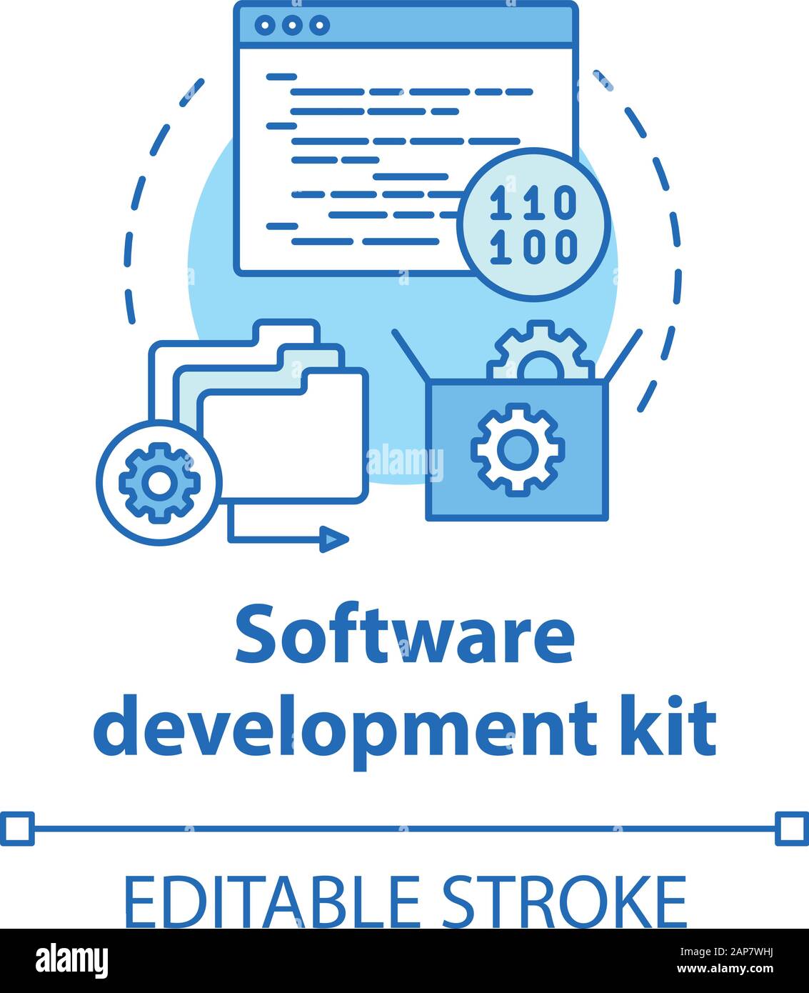 Software development kit concept icon. Tools for coding idea thin line ...