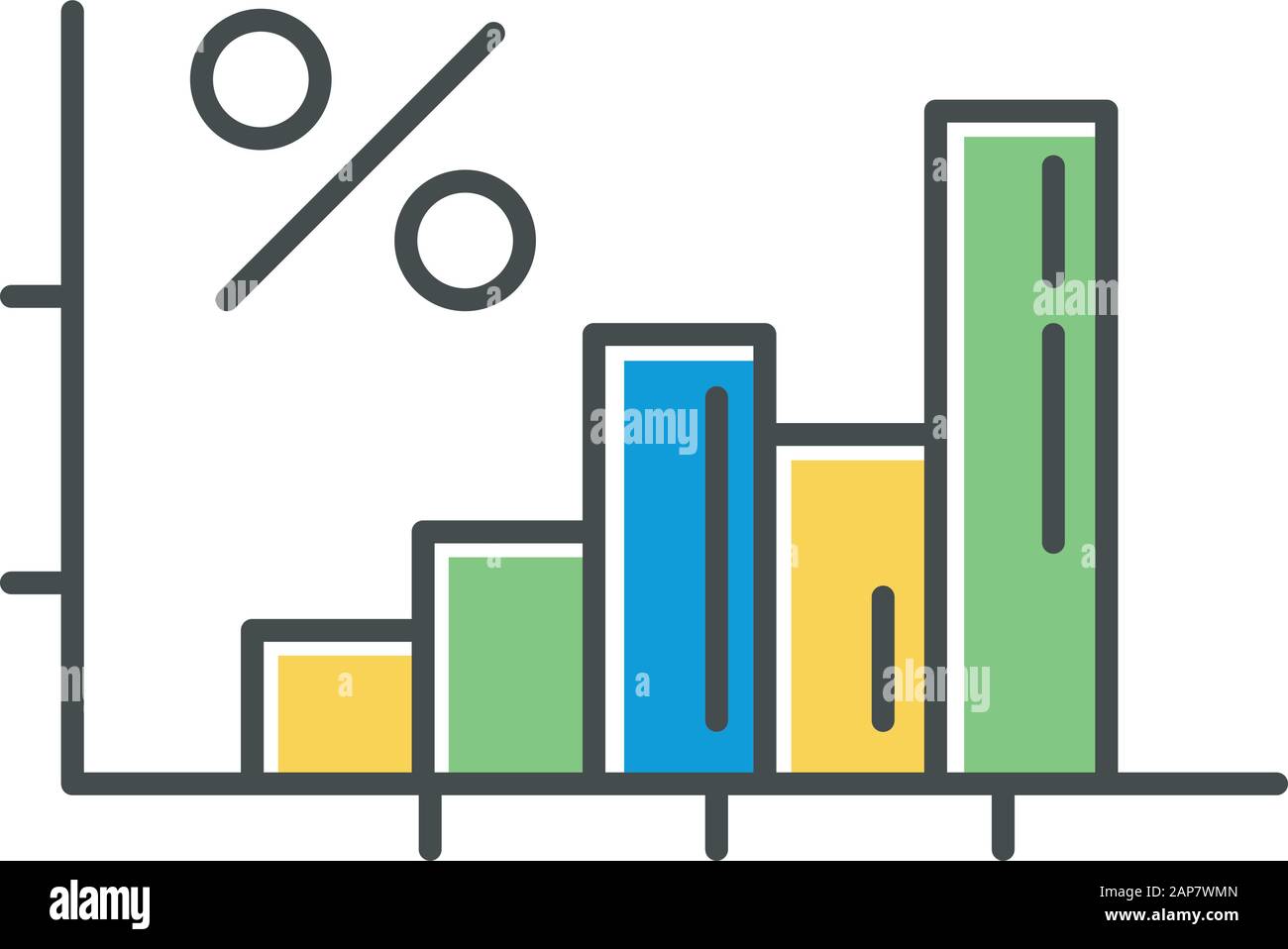 Financial report color icon. Increasing interest rate diagram. Consumer ...