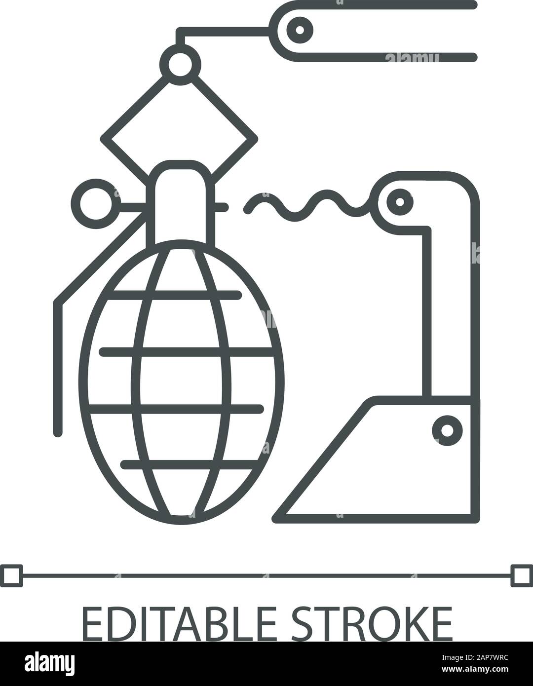Arms industry linear icon. Defense technology. Military sector. Weapon ...