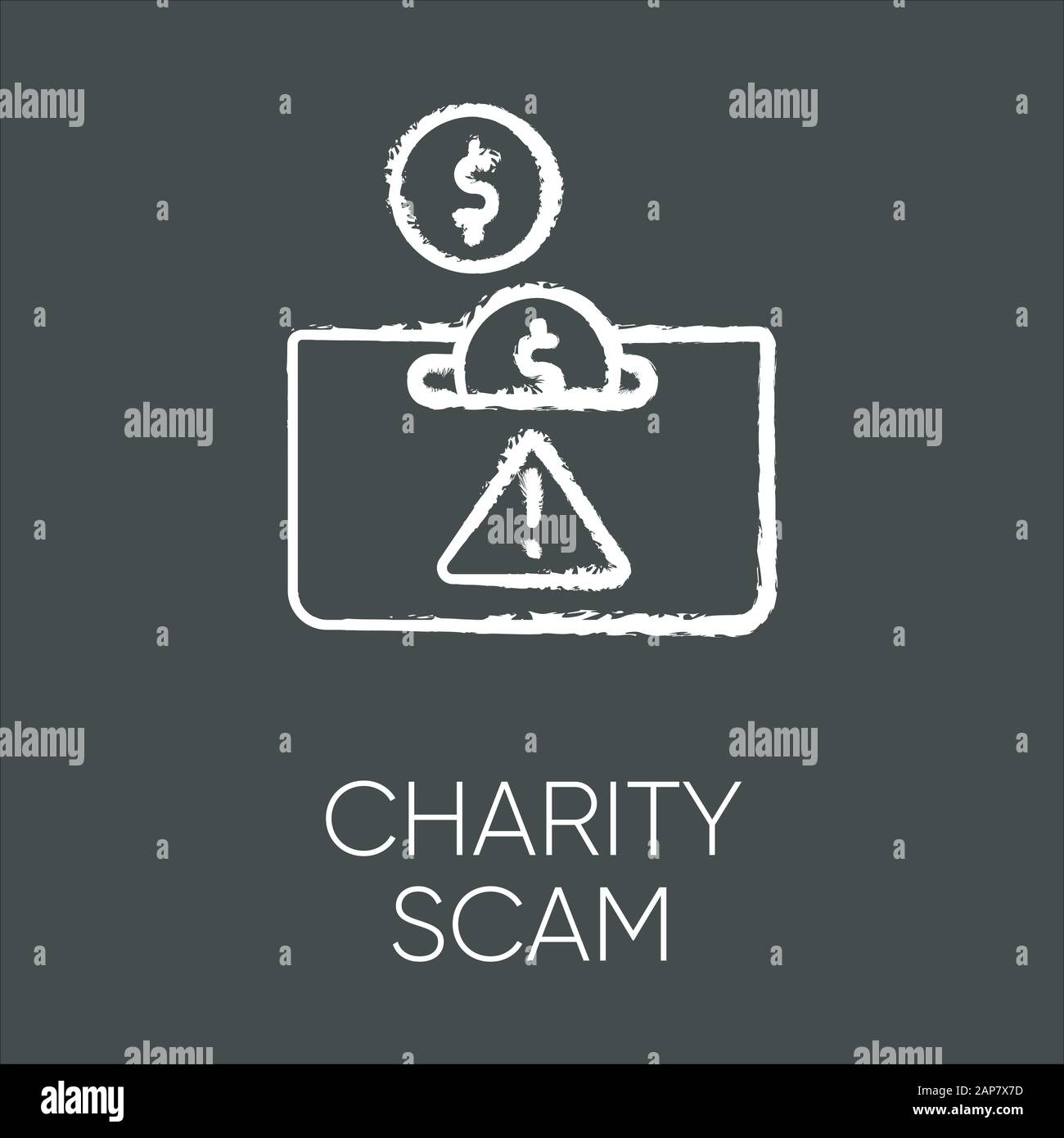 Charity scam chalk icon. Sham charity. Fake donation request. False ...
