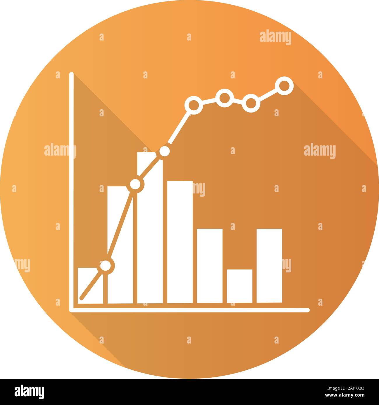 Pareto curve orange flat design long shadow glyph icon. Information ...