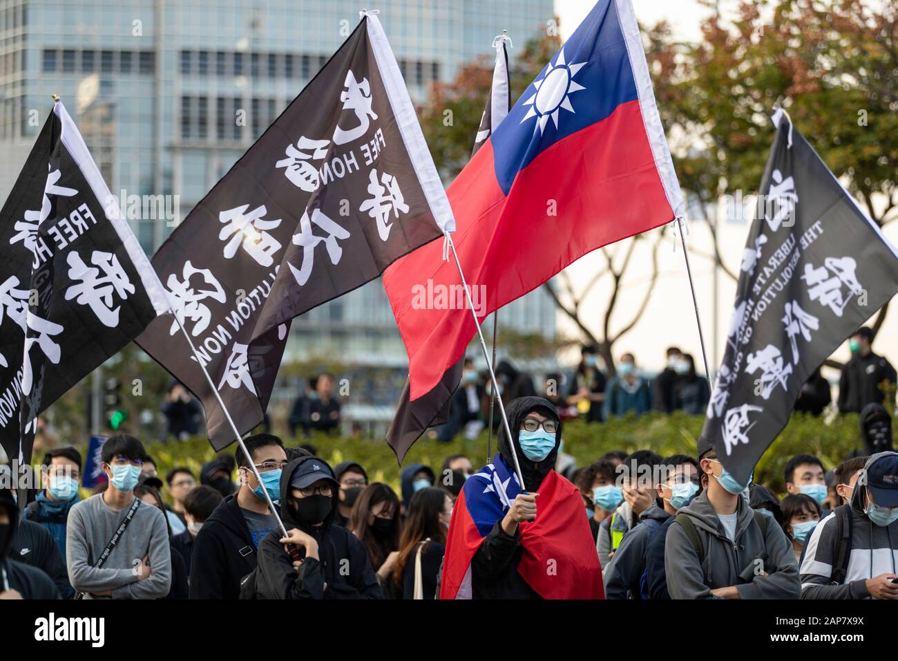 Hong Kong, China. 12th Jan, 2020. A pro-democrats protesters holding a ...