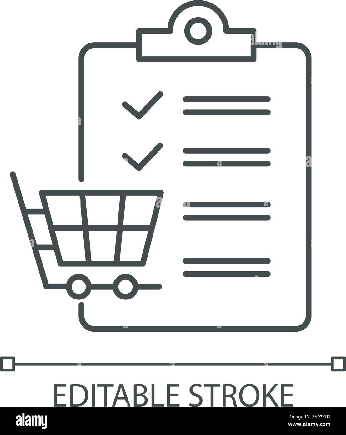 Shopping list linear icon. Planning purchases in store. Merchandise and ...