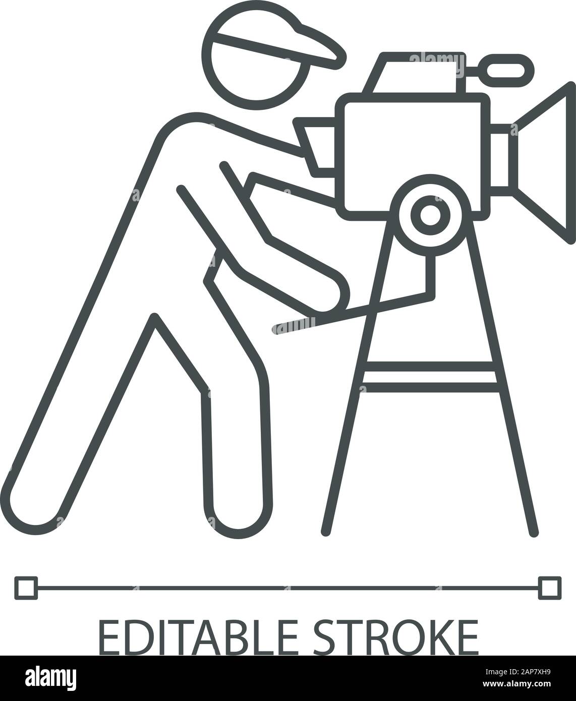 Film industry linear icon. Cinema business. Cinematography. Show ...