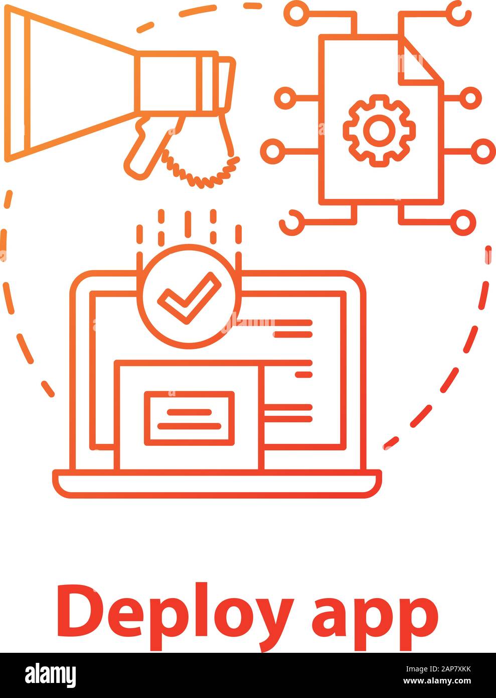 Deploy app concept icon. Software development tools idea thin line ... Deploy app concept icon. Software development tools idea thin line ...