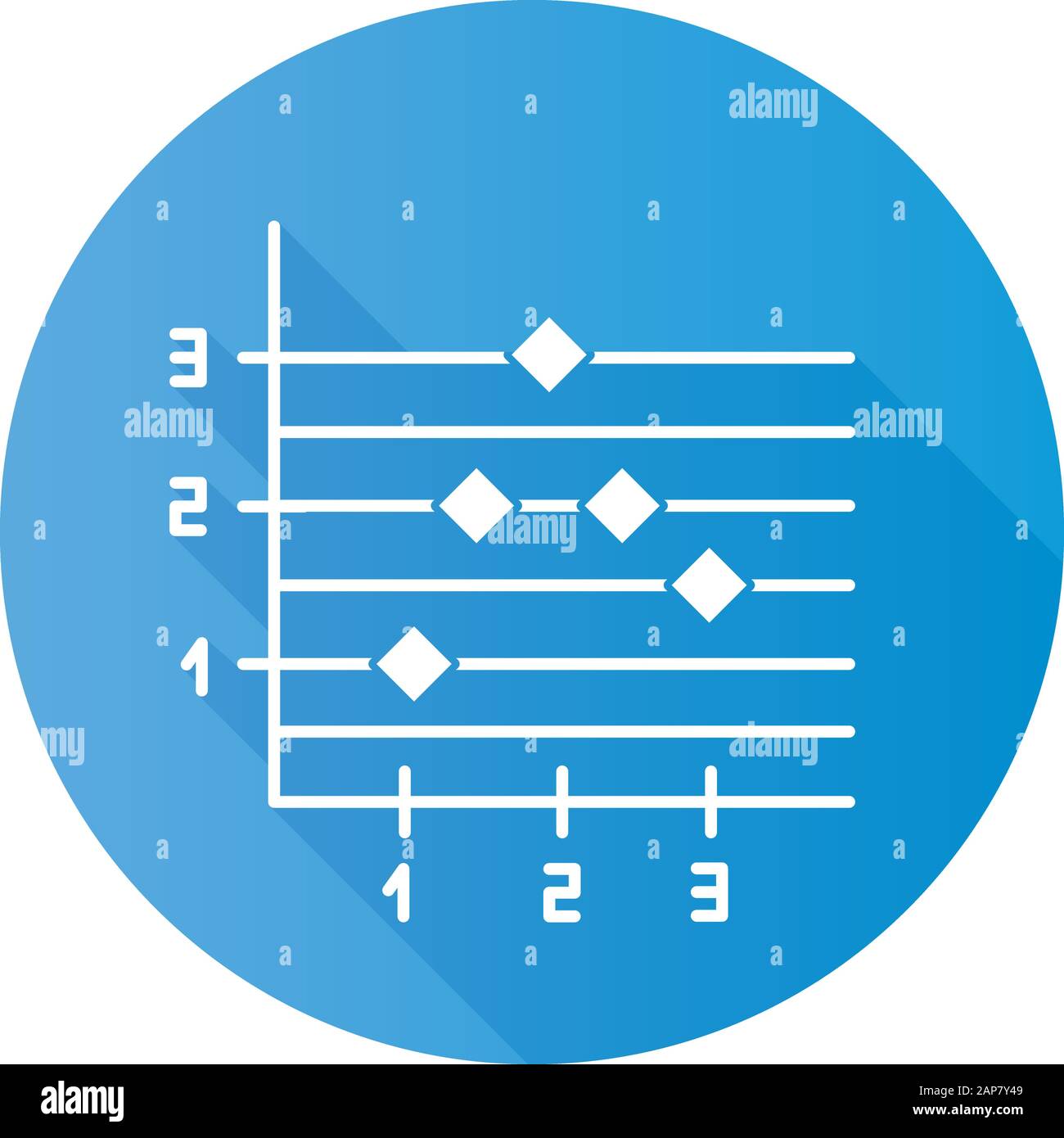 Point and figure chart blue flat design long shadow glyph icon. Scatter ...