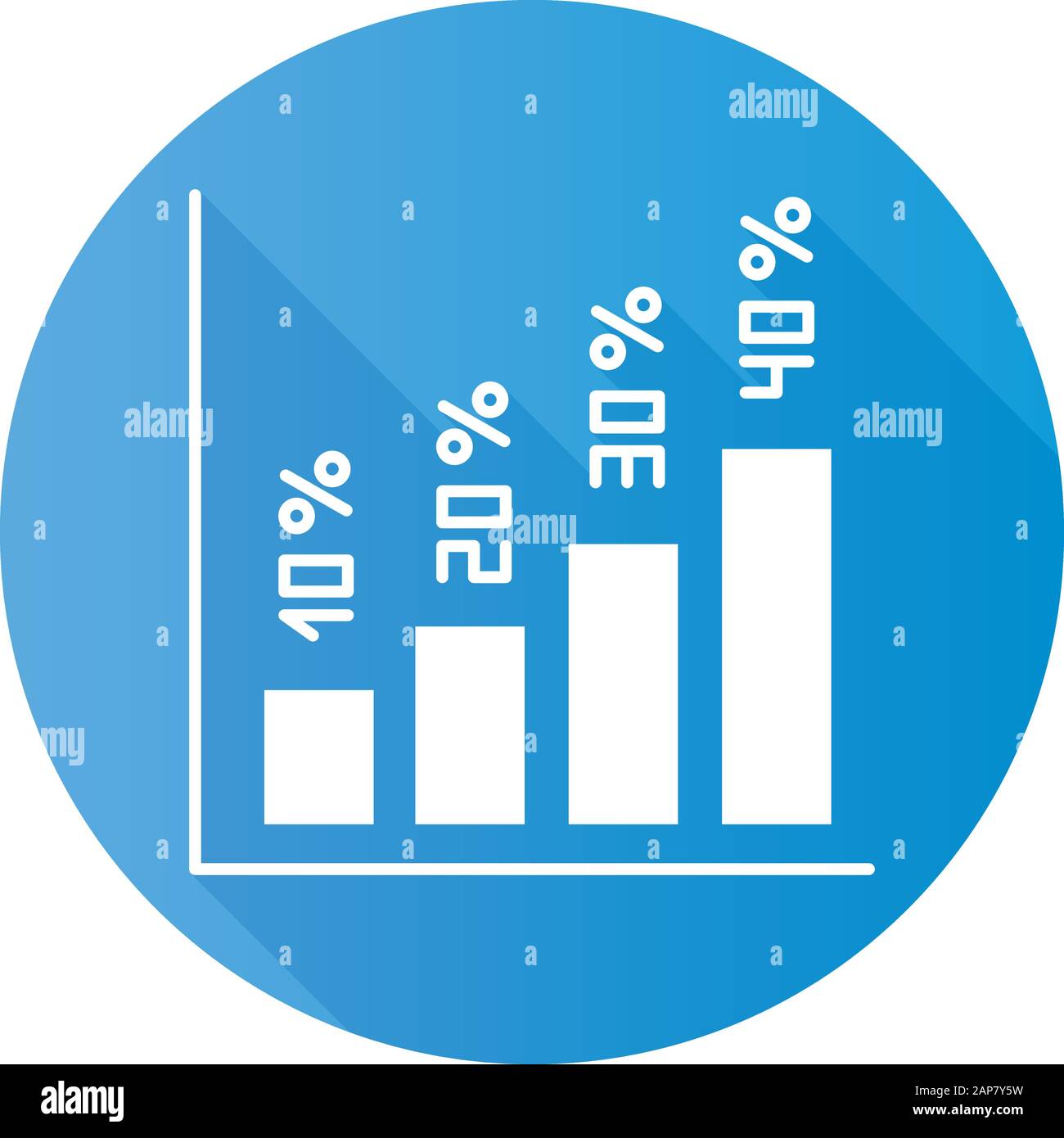 Vertical histogram blue flat design long shadow glyph icon. Increasing ...
