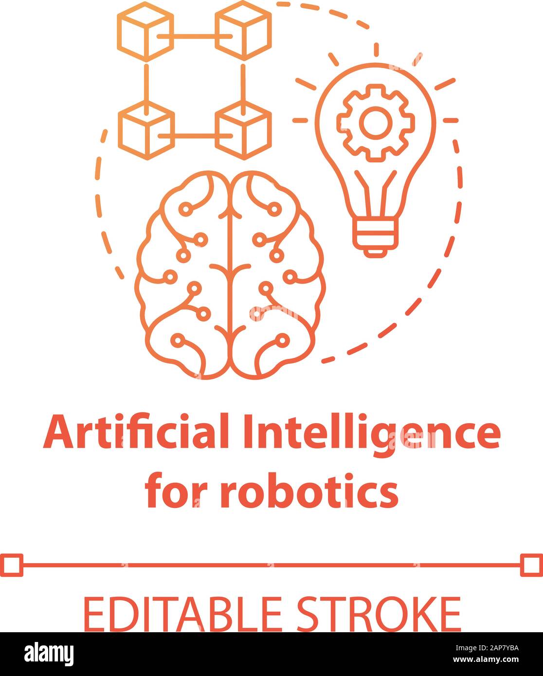 Artificial intelligence for robotics red concept icon. Smart computer ...