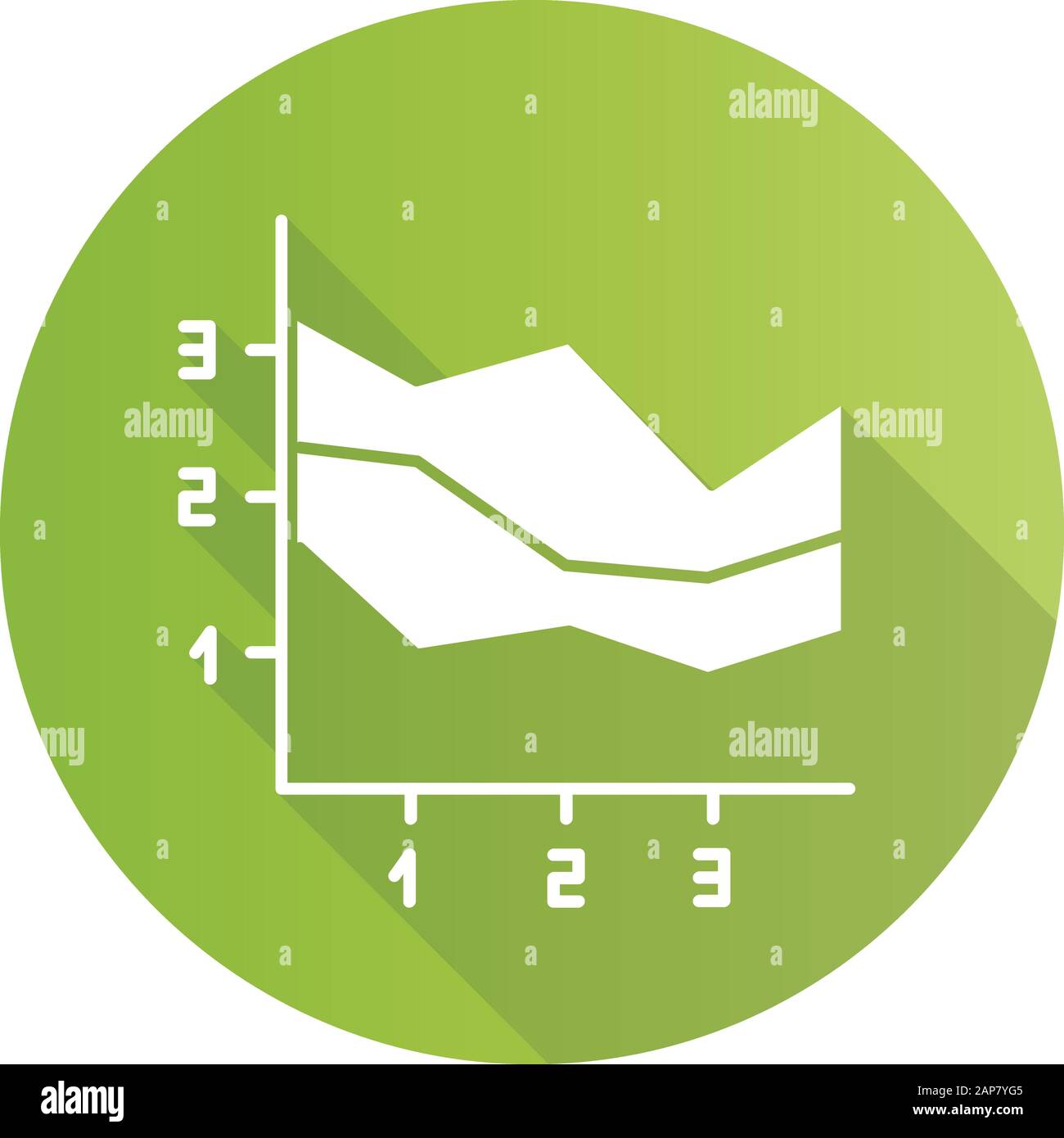 Area chart green flat design long shadow glyph icon. Increasing graph ...