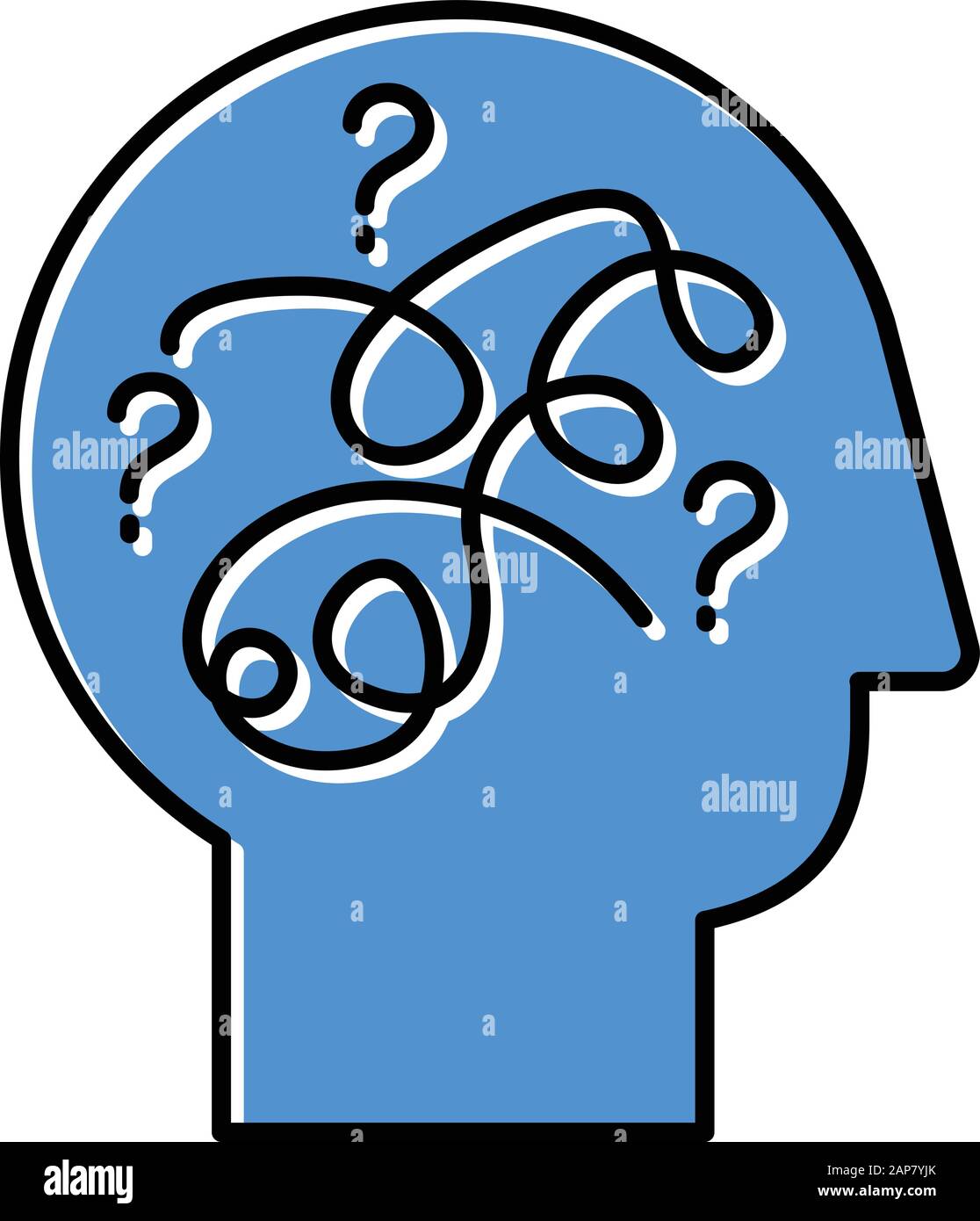 Puzzled mind blue color icon. Mental exercise, challenge. Ingenuity ...