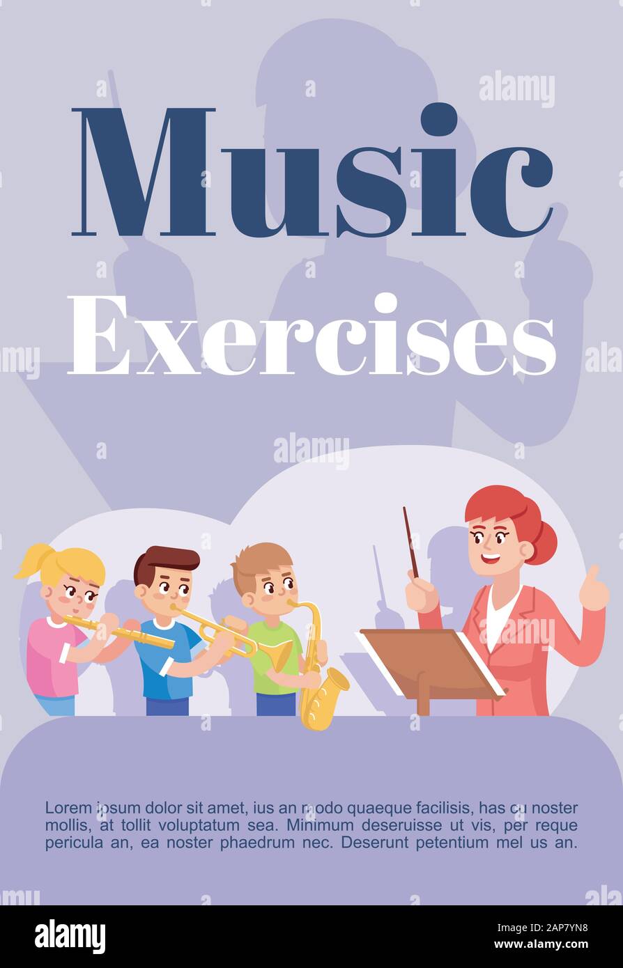 Music exercises brochure template. Flyer, booklet, leaflet concept with ...