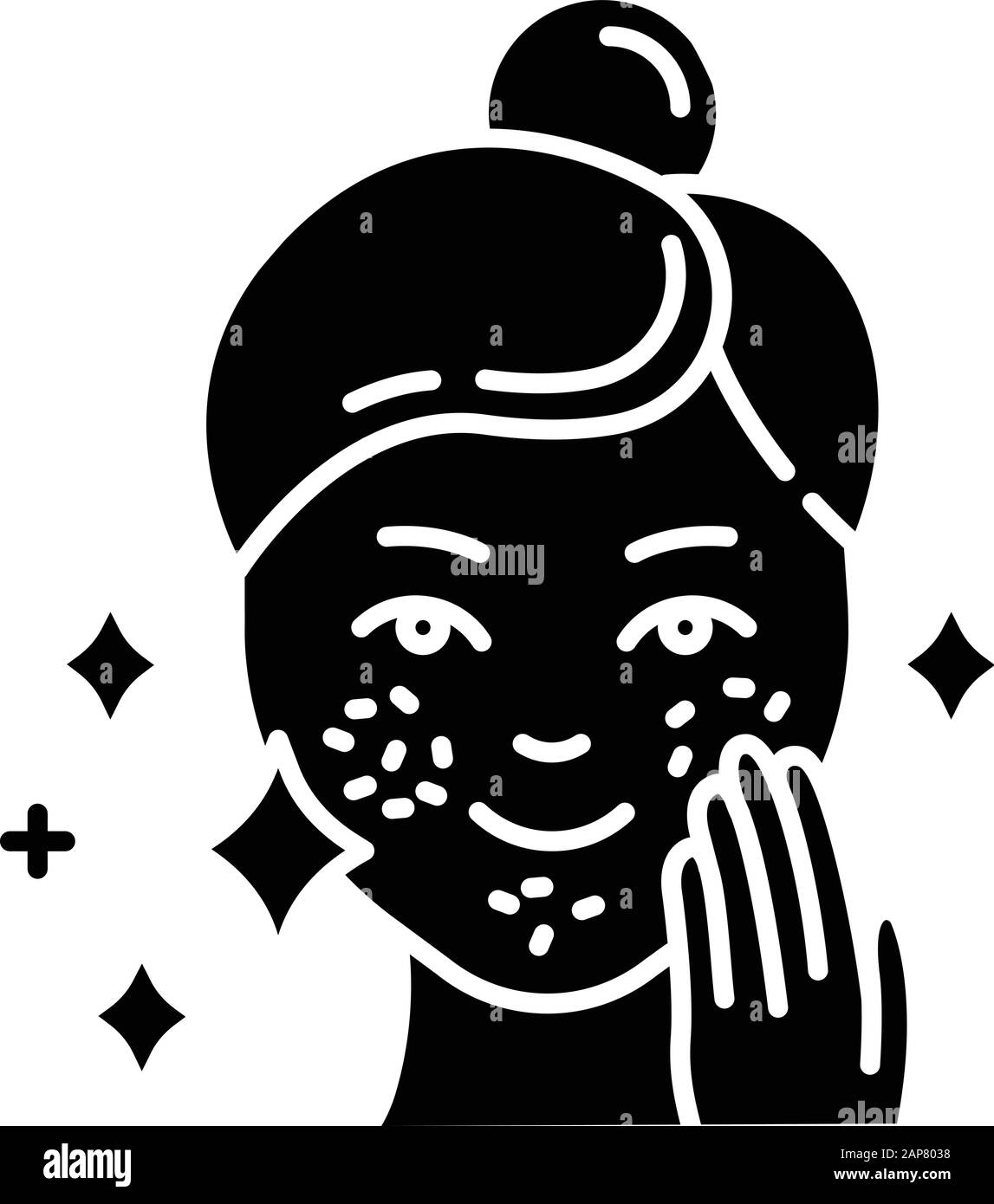 Spot treatmeant glyph icon. Skin care procedure. Facial beauty routine ...